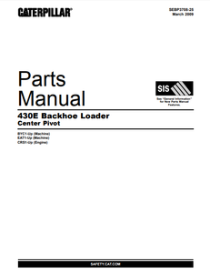 Caterpillar CAT 430E Backhoe Loader Center Pivot Parts Catalog Manual ...